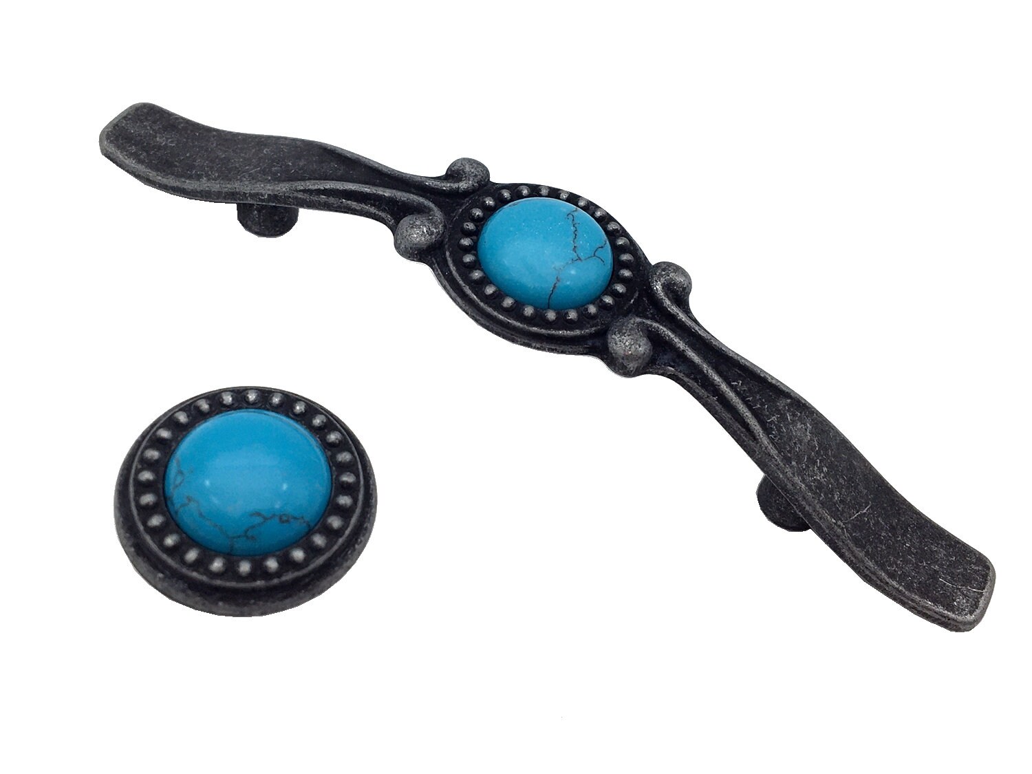 3 Dresser Pulls Drawer Pull Handles Knobs Blue Kitchen | Etsy