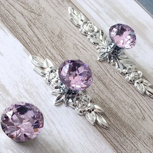 Pink Crystal Knob Drawer Knobs Glass Knob Dresser Knobs Rhinestone Pulls Handles Kitchen Cabinet ...