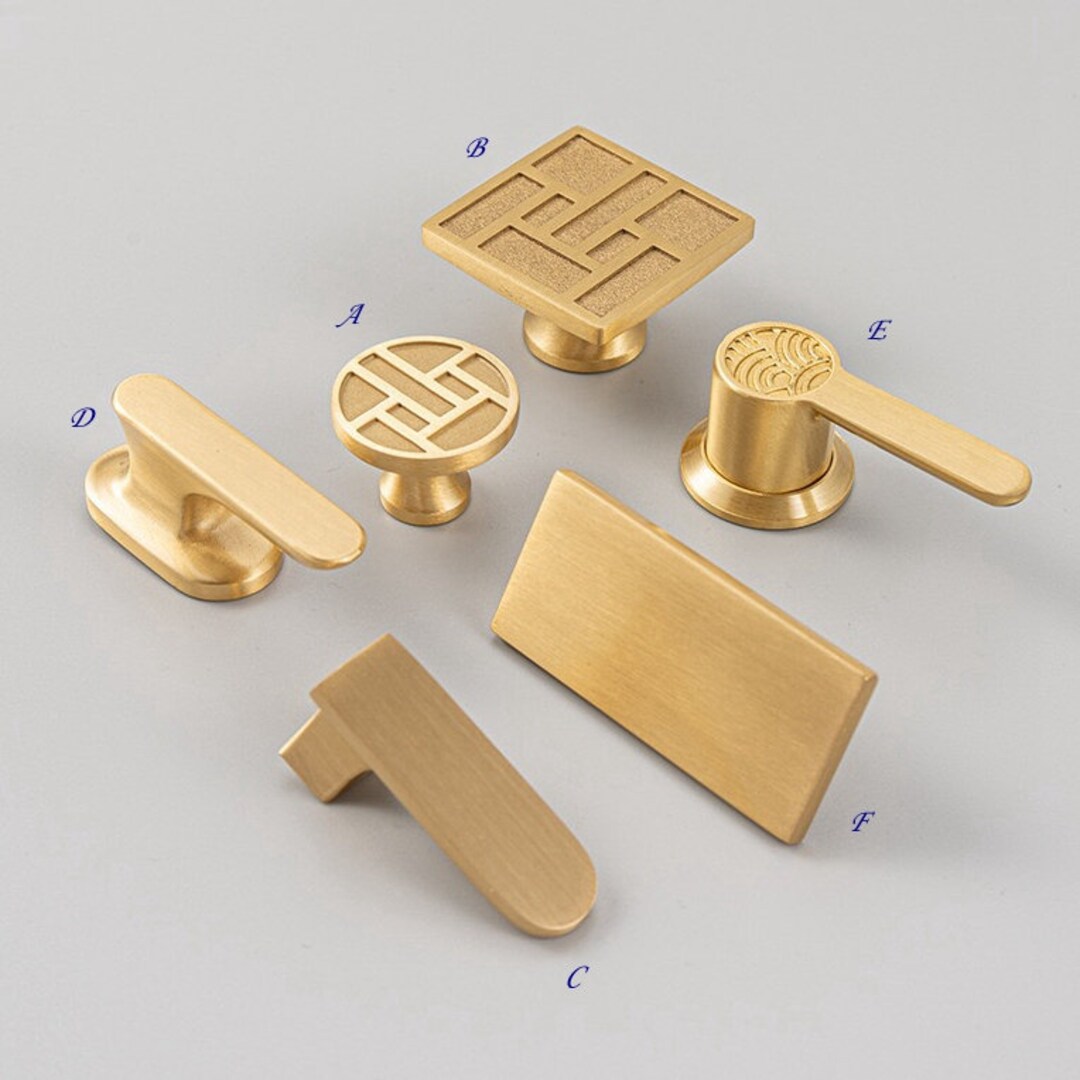 Oriental Brushed Brass Cabinet Pulls Decorative Gold Drawer Knobs ...