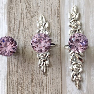 Pink Crystal Knob Drawer Knobs Glass Knob Dresser Knobs Rhinestone Pulls Handles Kitchen Cabinet ...