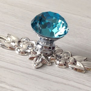 Blue Knob Crystal Drawer Knobs Glass Knob Dresser Knobs Rhinestone Pulls Handles Kitchen Cabinet ...
