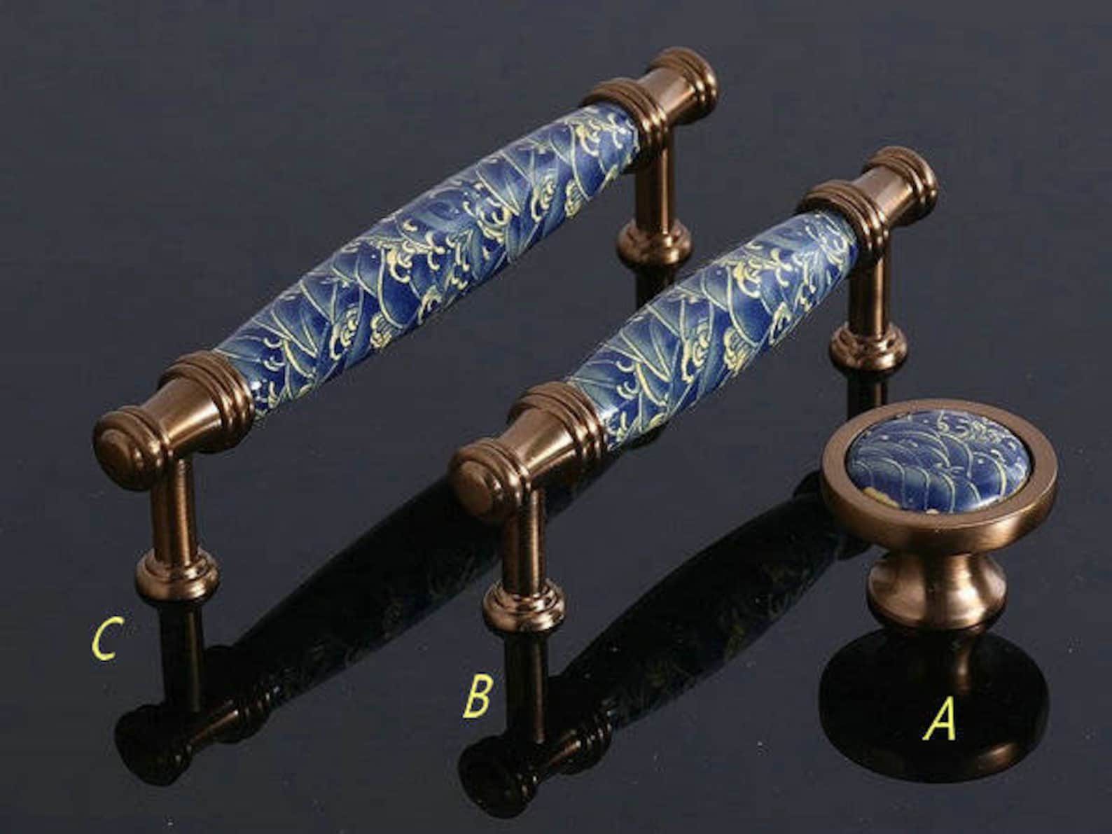 3.75 5 Blue Dresser Pulls Drawer Pull Handles - Etsy