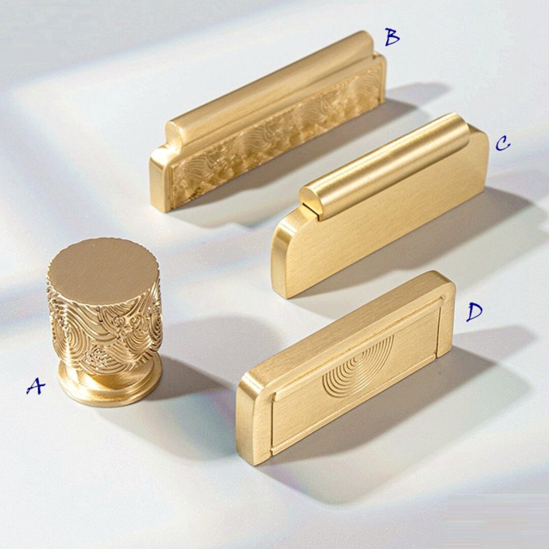 1.25" 2.5" Oriental Brushed Brass Dresser Drawer Pulls Gold Cabinet ...