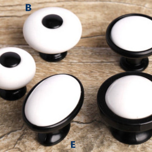 Dresser Knobs Drawer Knob Pulls Handles / Black White Ceramic - Etsy