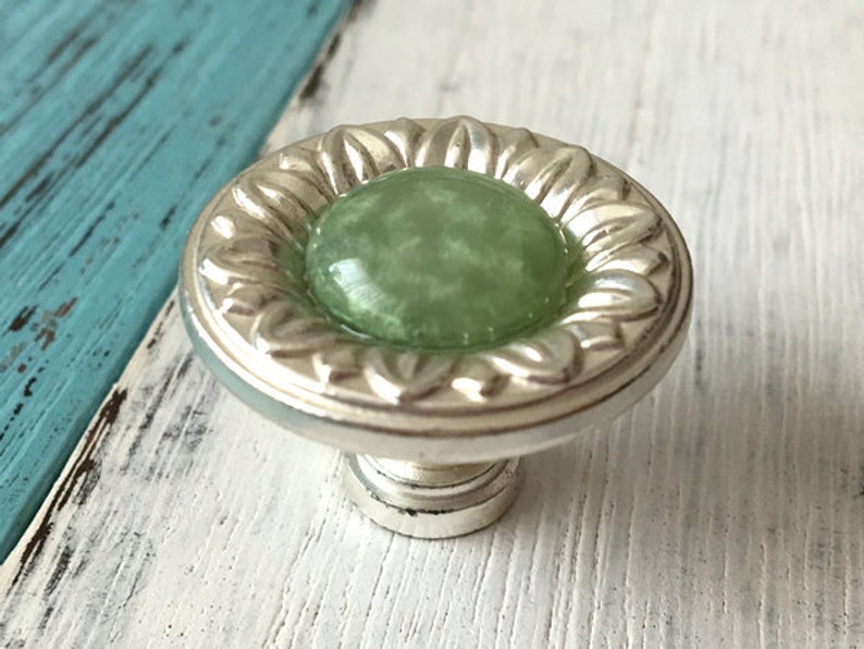 Green Knob Shabby Chic Dresser Knobs Drawer Pull Handles | Etsy