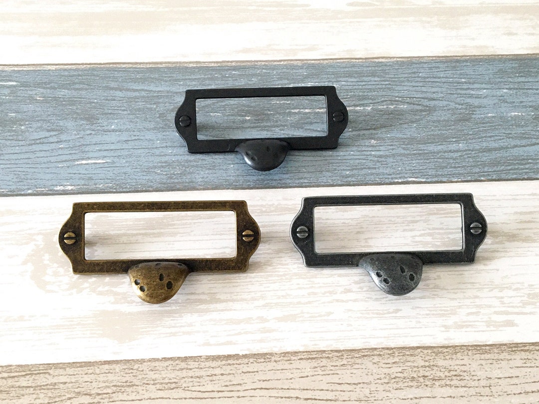 3" Retro Card Holder Drawer Pulls Vintage Style File Cabinet Label ...