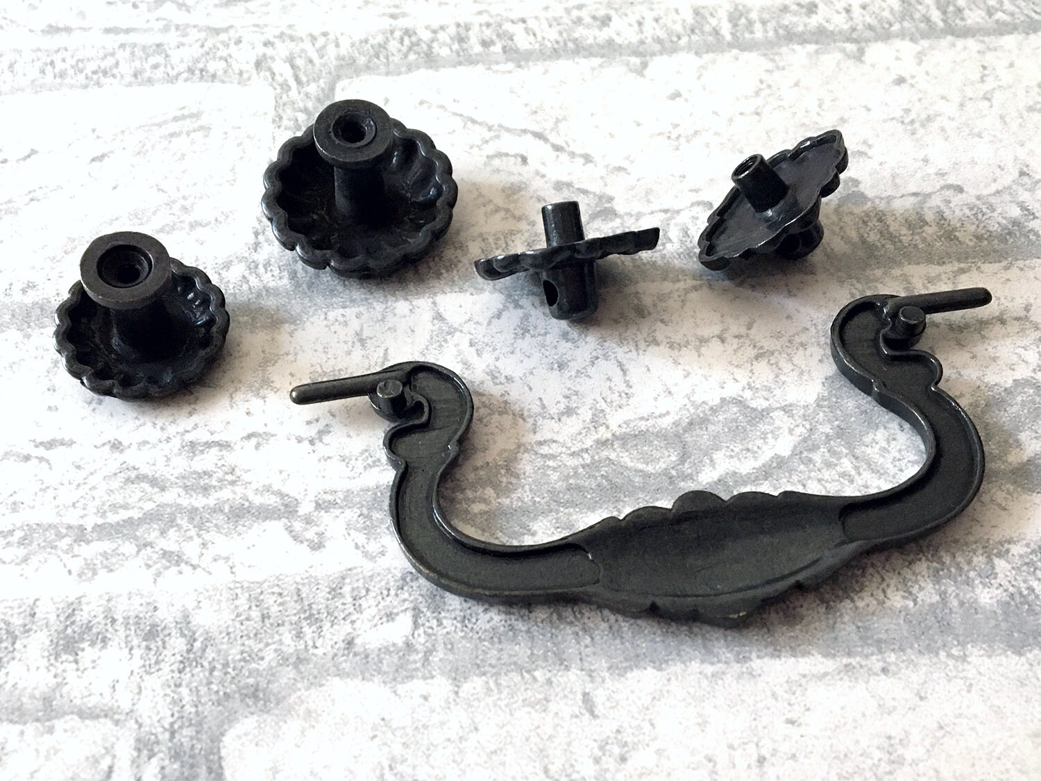 4 Antique Black Rustic Drop Bail Handle Dresser Knobs | Etsy