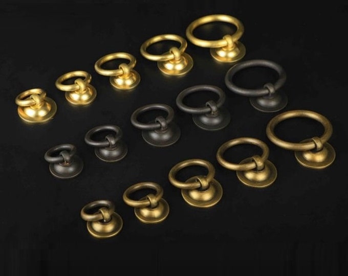 Brass Swing Drop Ring Pull Rustic Cabinet Door Knob Retro Dresser Drawer Pulls Gold Antique ...