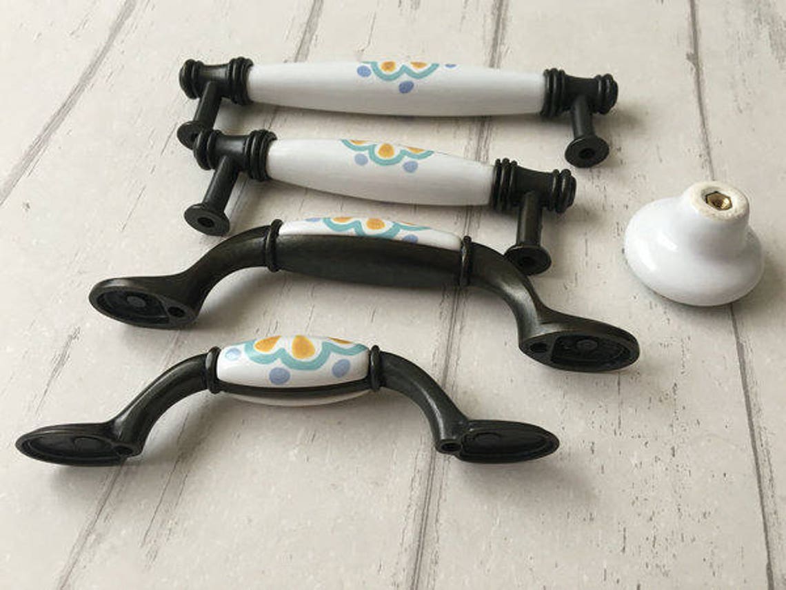 3 3.75 5 Ceramic Drawer Pull Handles Floral | Etsy