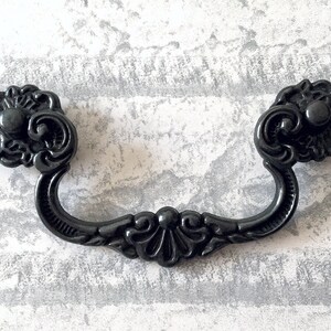 4 Antique Black Rustic Drop Bail Handle Dresser Knobs Drawer Pull ...