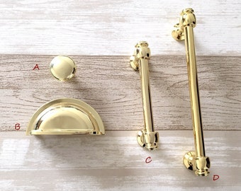 3 Brushed Gold Drawer Pulls Handle Cup Pull Kitchen - Etsy