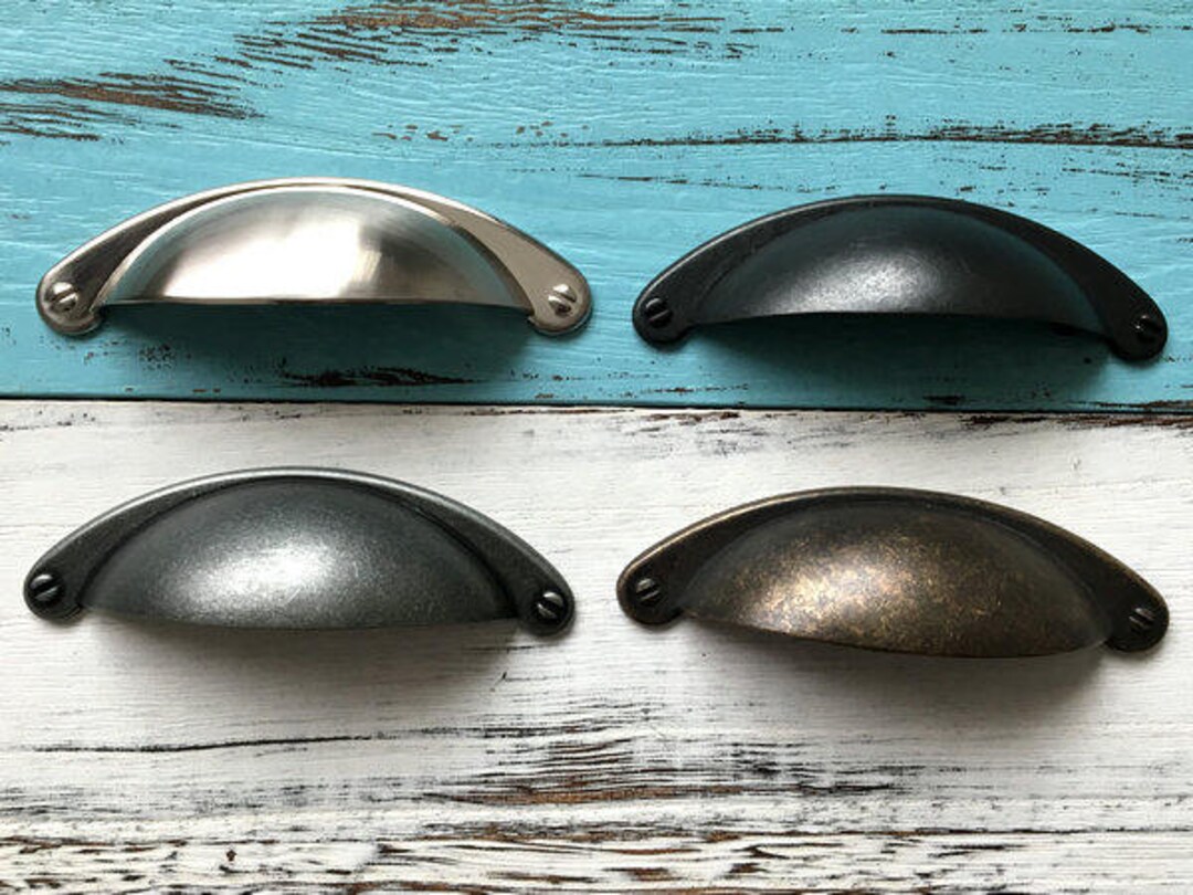 2.5" Cup Dresser Pull Bin Shell Drawer Pulls Handles Cabinet Retro Bowl ...