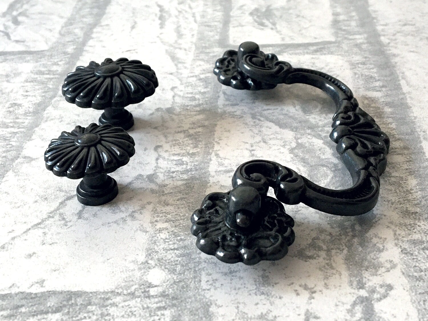 4 Antique Black Rustic Drop Bail Handle Dresser Knobs | Etsy