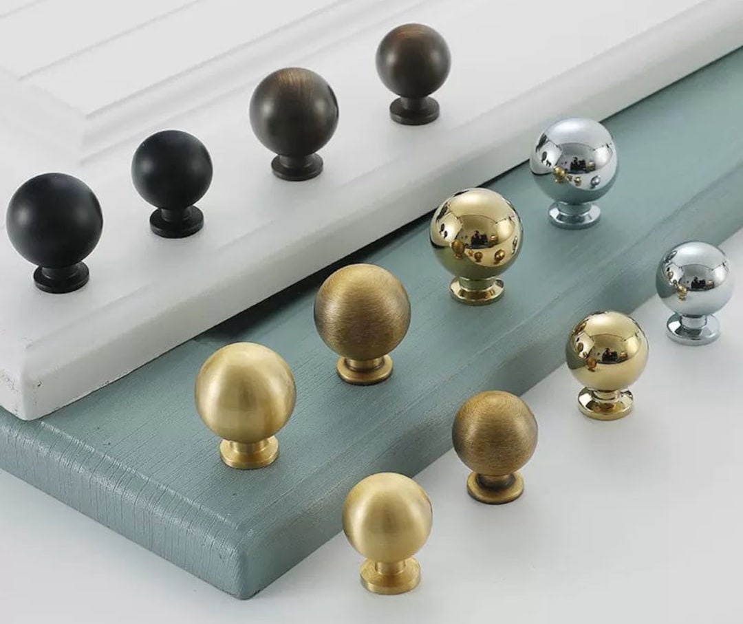 Brass Cabinet Knob Ball Brass Knob Round Dresser Knobs Drawer Pulls ...