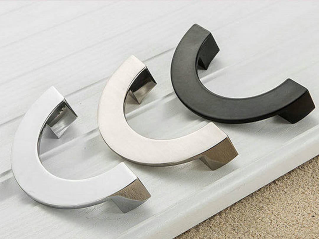 3.75" 5" Half Circle Drawer Pull Wardrobe Handles Brushed Gold Silver ...