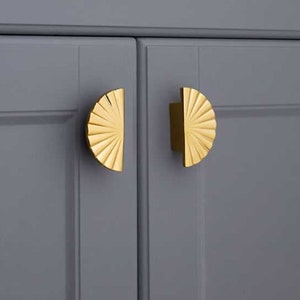 Contemporary Brass Half Moon Half Circle Dresser Drawer Knobs Semicircle Door Pulls Gold Bronze ...
