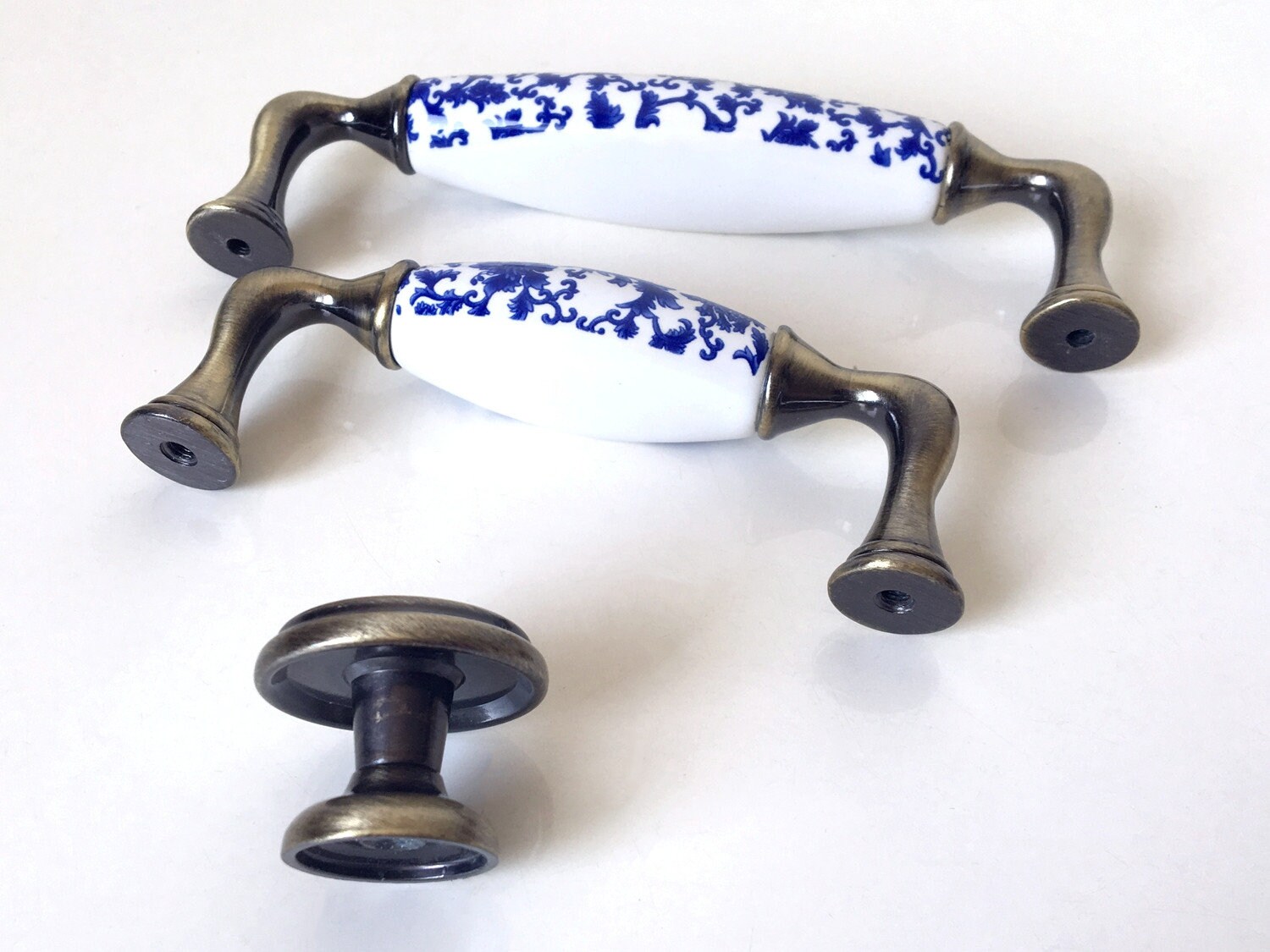 3.75 5 Blue White Cabinet Handles Dresser Knobs | Etsy