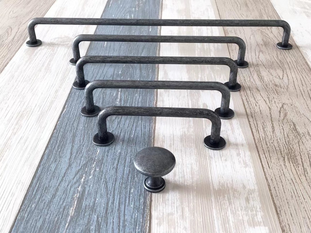 Simple Slim Bar Handles Farmhouse Long Drawer Pulls Antique Pewter ...