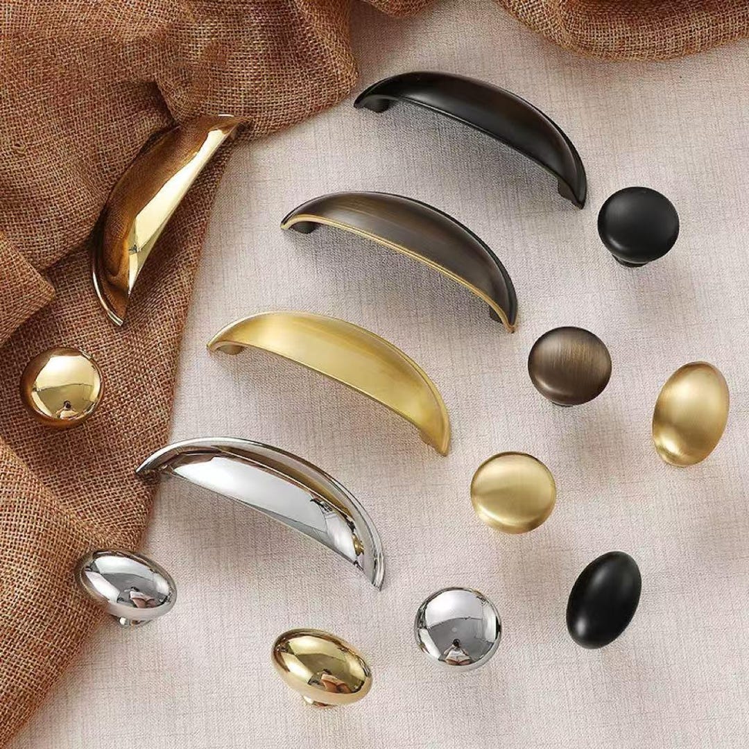 3" Shell Drawer Pull Cup Cabinet Handle Round Egg Oval Cupboard Knob ...