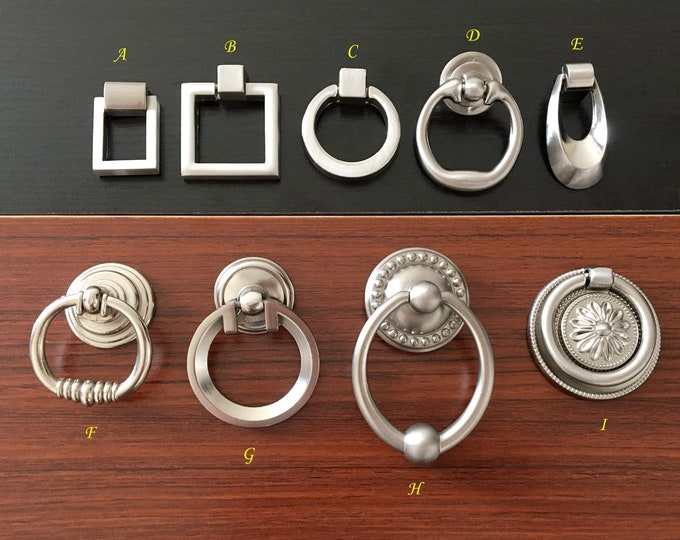 Nickel Drawer Knob Dresser Pull Drawer Pulls Handles Kitchen Cabinet Door Knobs Back Plate Drop ...