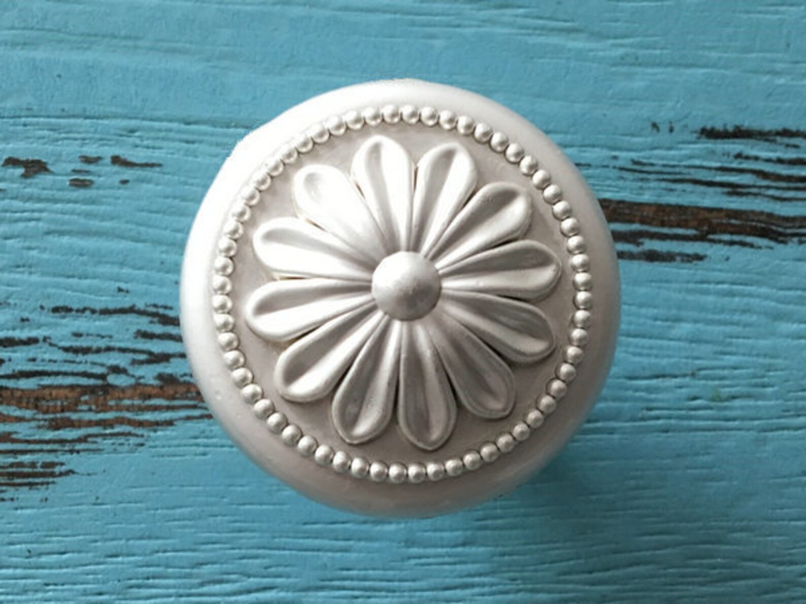 Silver White Knob Shabby Chic Cabinet Knob Pull Dresser Knob - Etsy