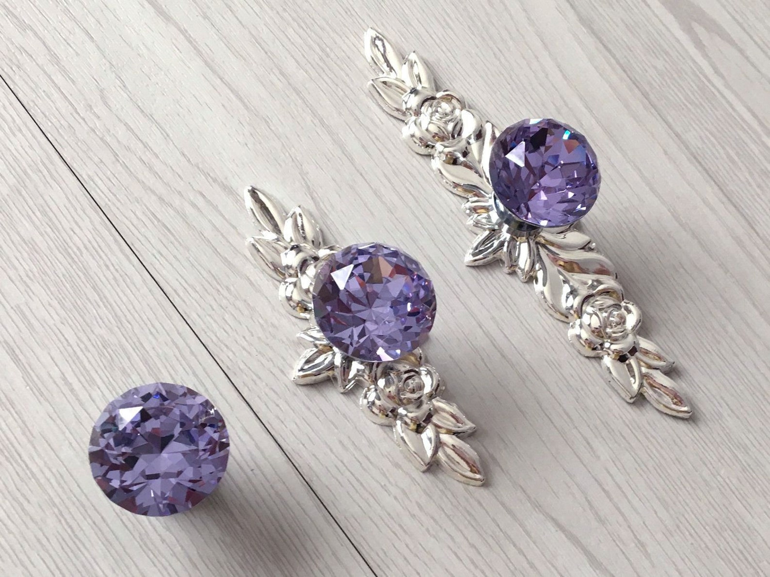 Purple Crystal Drawer Knobs Glass Knob Dresser Knobs | Etsy