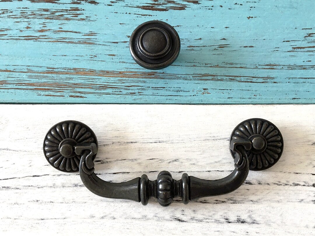 4 1/2" Rustic Drop Bail Drawer Knobs Pulls Handles Dresser Knob Dark ...