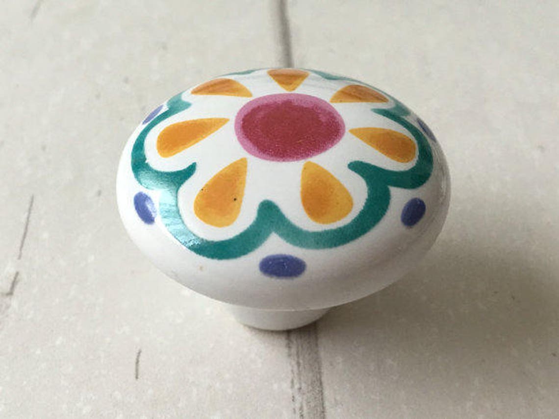 3 3.75 5 Ceramic Drawer Pull Handles Floral | Etsy