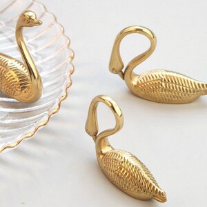 Elegant Swan Brass Drawer Knobs Gold Knobs Pairs Artsy Kitchen Cabinet Pulls Decorative Door ...