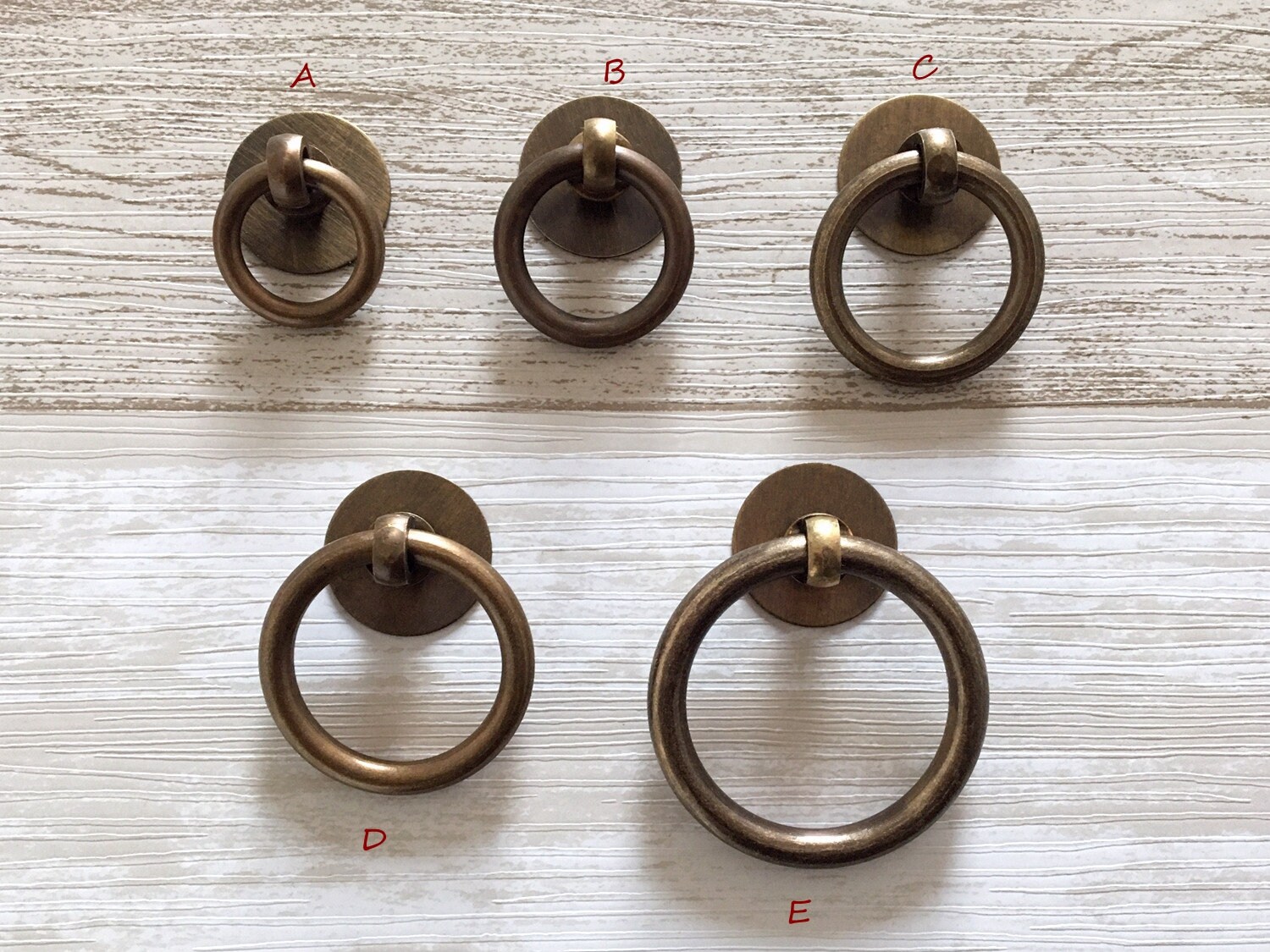 Vintage Look Antique Bronze Brass Ring Knob Brass Drawer Pull | Etsy