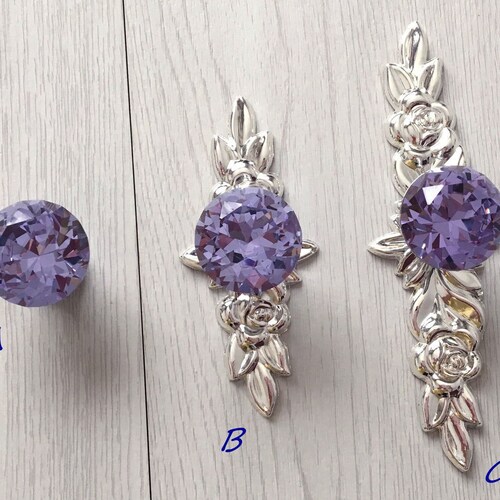Purple Glass Crystal Knobs Dresser Knob Drawer Knobs Pull - Etsy