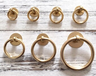 Brass Drop Ring Pull Cabinet Door Knob Pulls Handle Brushed - Etsy
