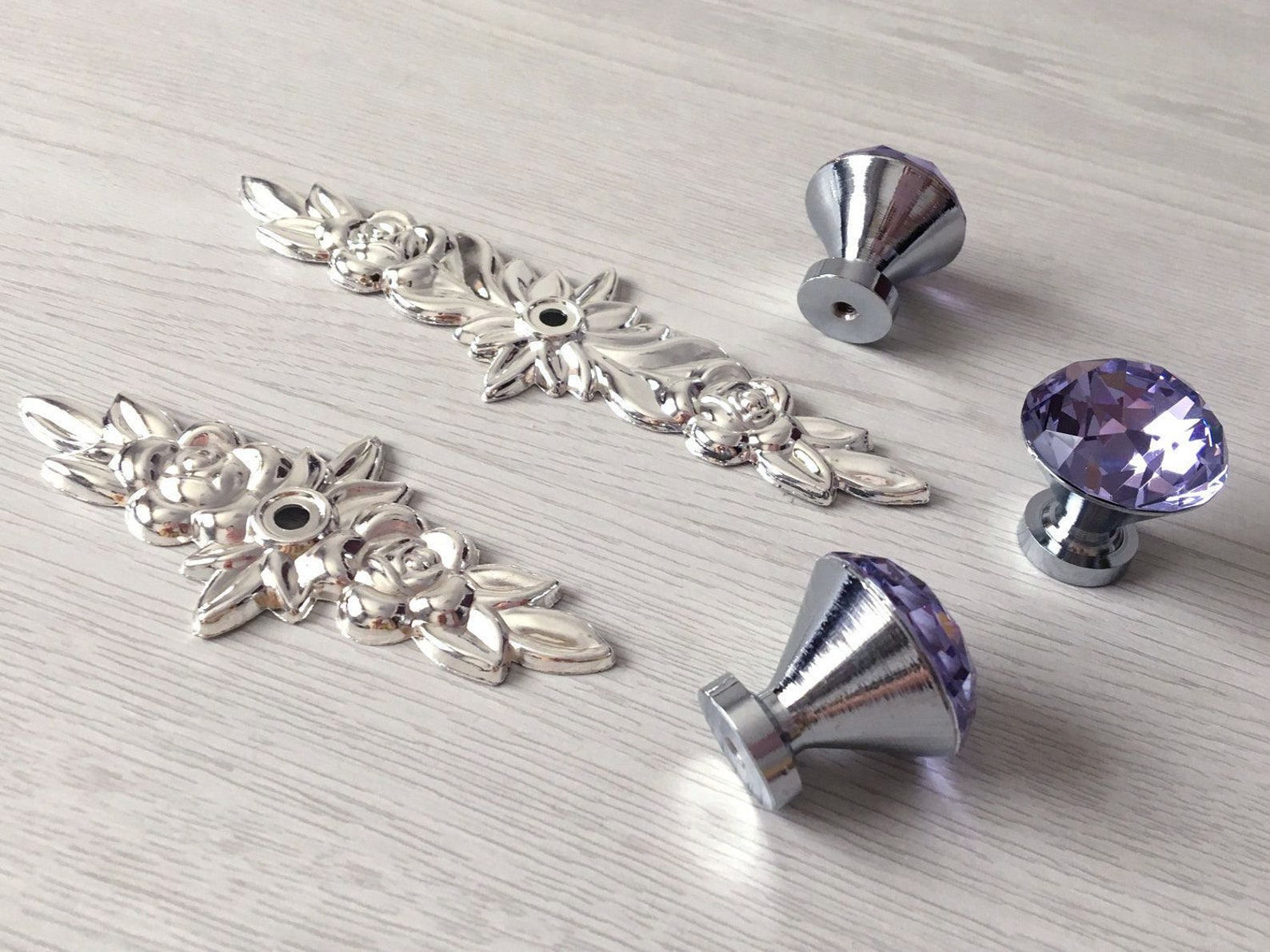 Purple Crystal Drawer Knobs Glass Knob Dresser Knobs | Etsy