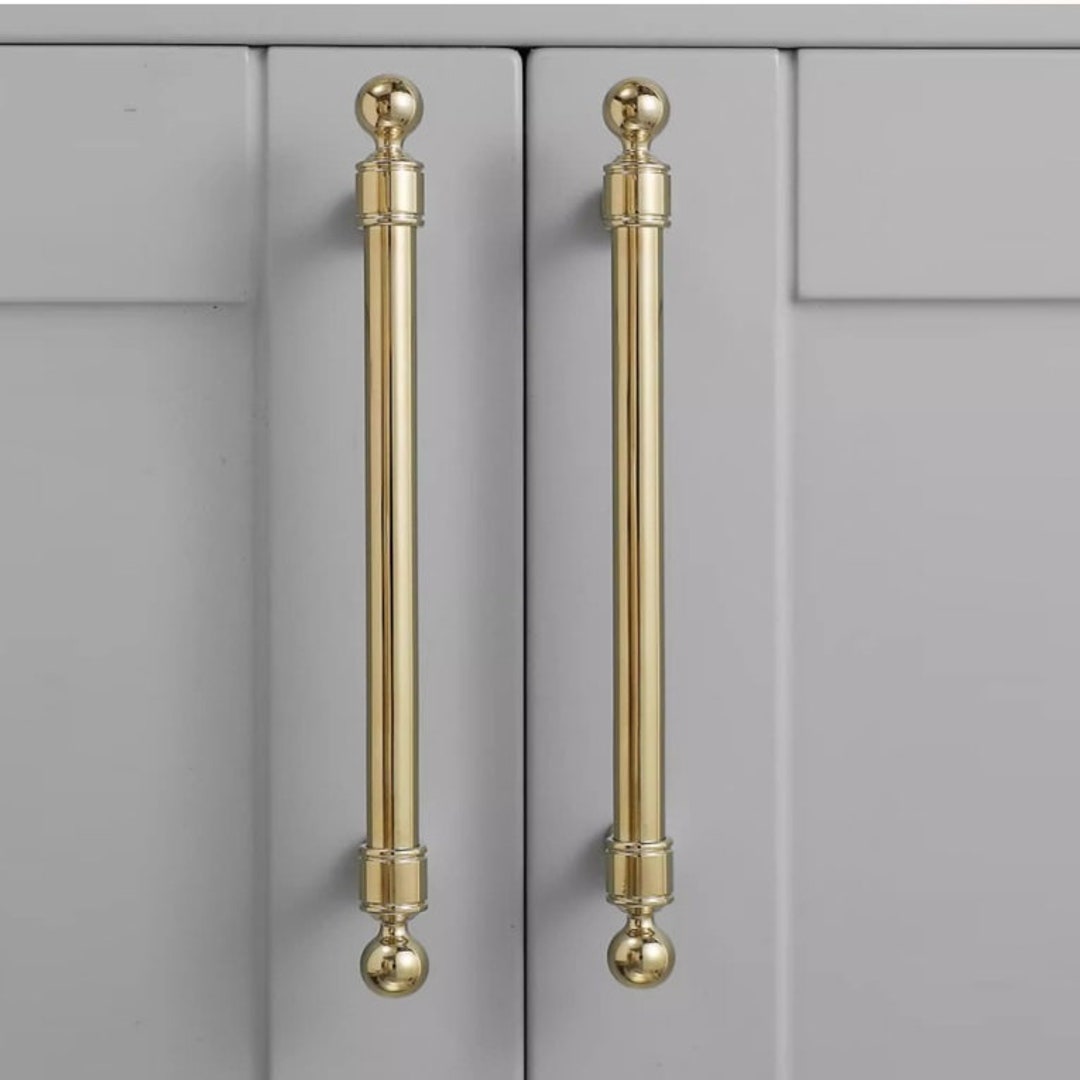 Scandi Solid Brass Wardrobe Handles Polished Gold Chrome Dresser Drawer ...