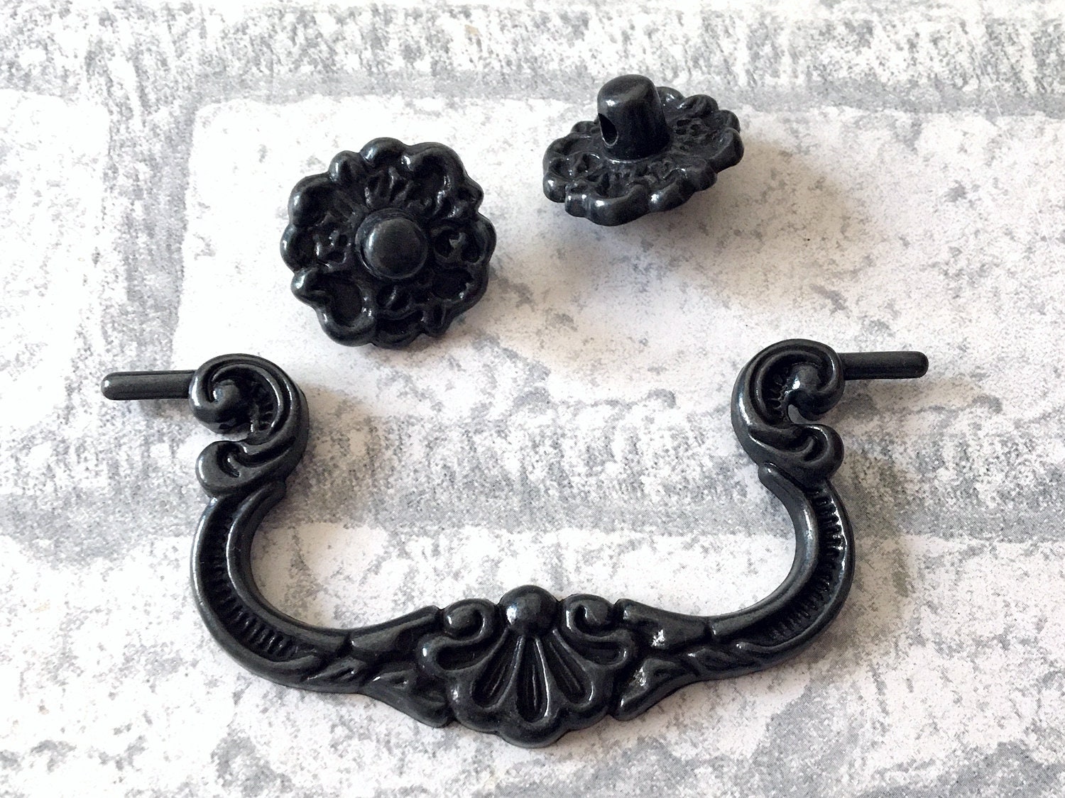 4 Antique Black Rustic Drop Bail Handle Dresser Knobs | Etsy
