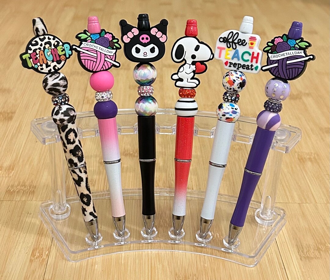 Assorted Beaded Pens/ Silicone Beaded Pens/ Teacher/ Crochet/ Ball ...
