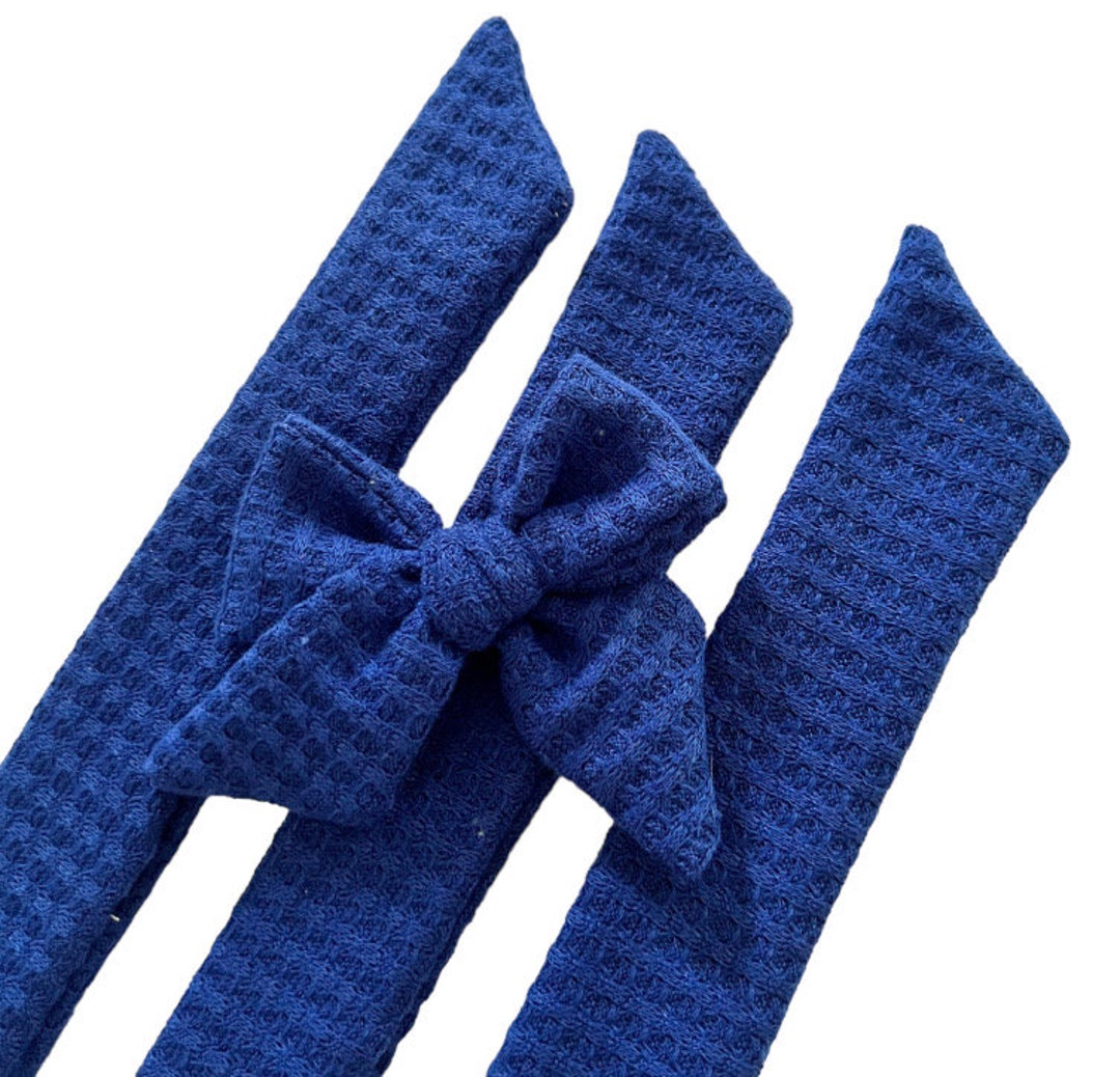 Royal Blue - Set of 3 - Bow Strips - 3-4" Bows - Waffle Knit - DIY Bows ...