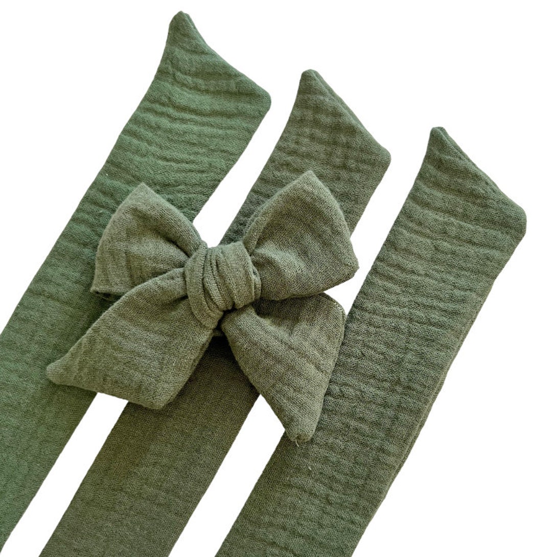 Evergreen - Set of 3 - Bow Strips - 3-4" Bows - Double Gauze - DIY Bows ...