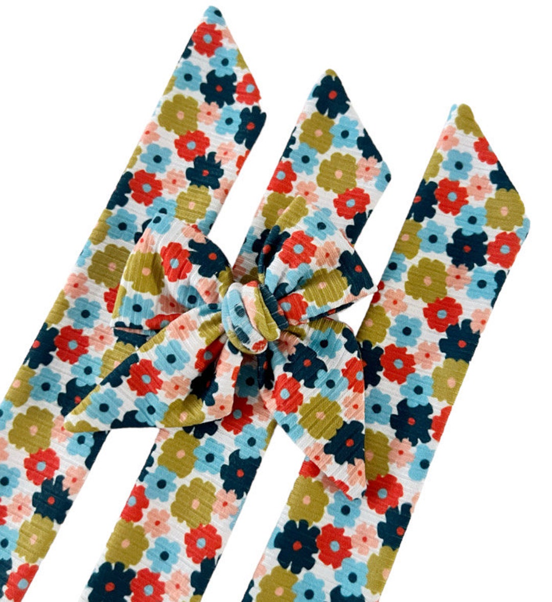 Retro Flowers - Set of 3 - Bow Strips - 3-4" Bows - DIY Bows - Hand ...
