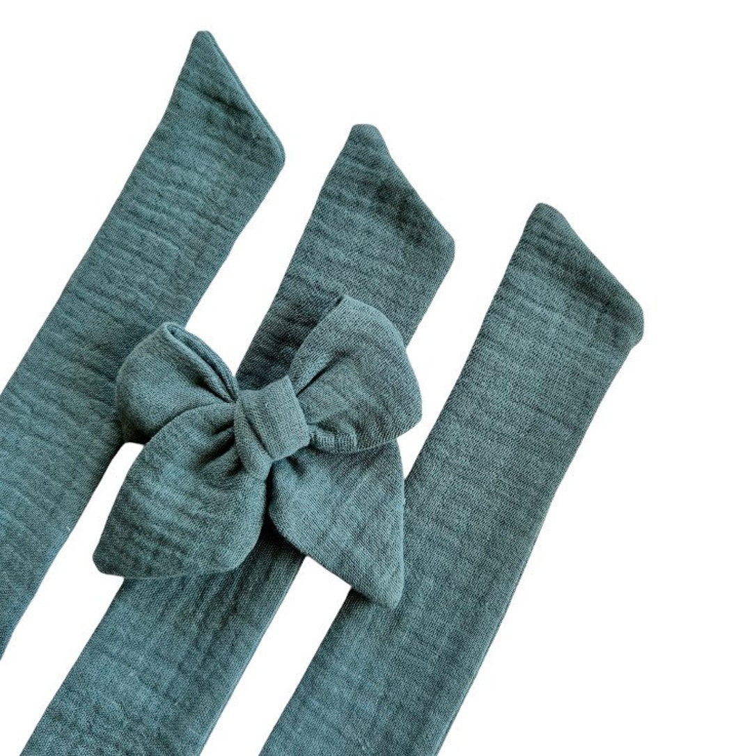 Set of 3 Bow Strips 3-4 Bows Turquoise Double Gauze DIY Bows Hand Tied ...