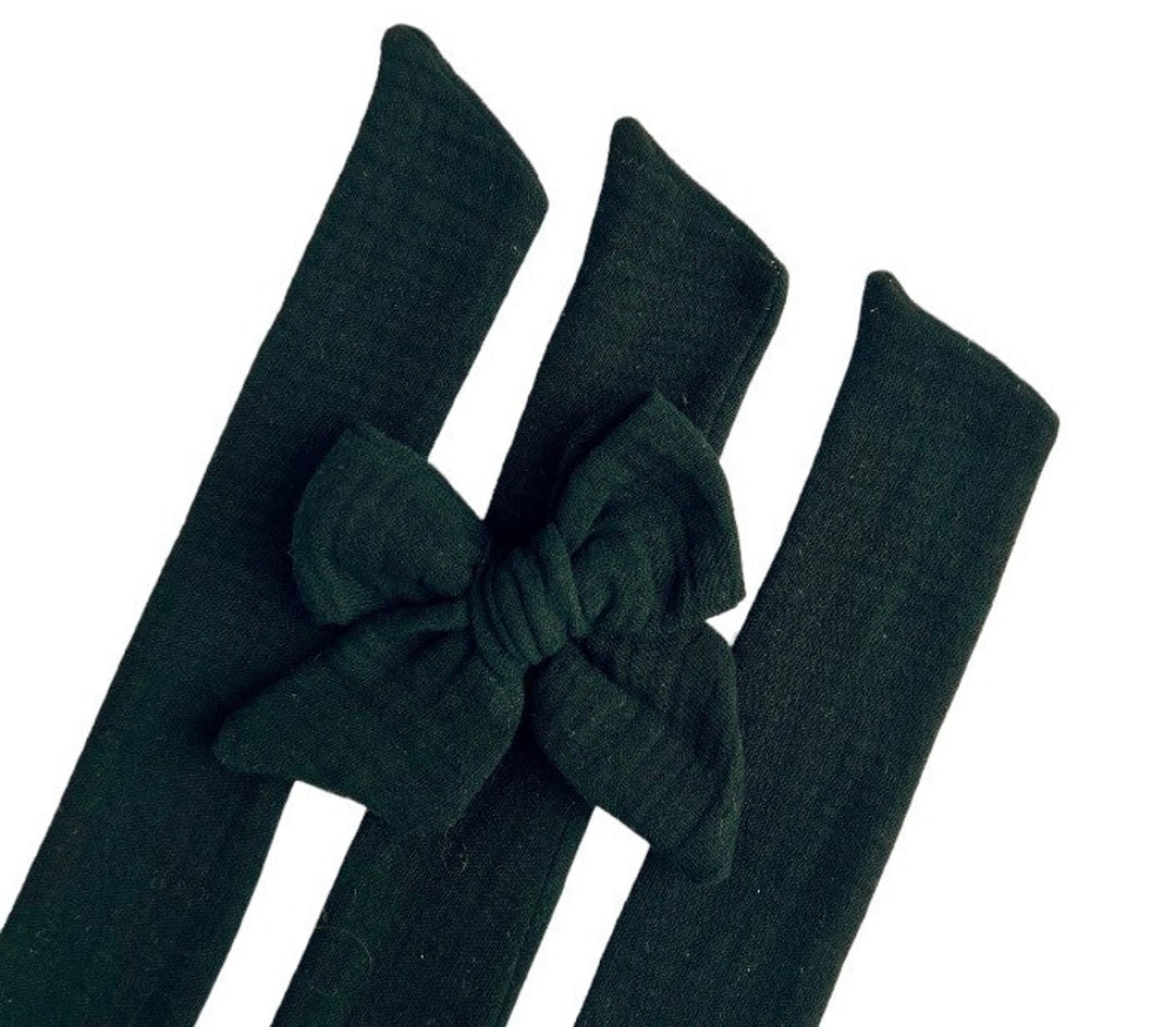 Black - Set of 3 - Bow Strips - 3-4" Bows Double Gauze - DIY Bows ...