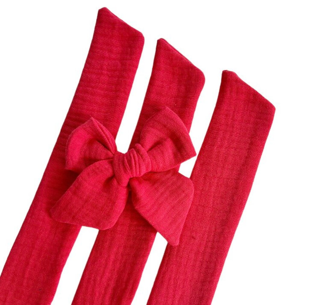 Red - Set of 3 - Bow Strips - 3-4" Bows - Double Gauze - DIY Bows ...