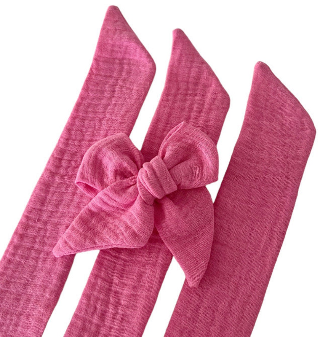 Candy Pink - Set of 3 - Bow Strips - 3-4" Bows - Double Gauze - DIY ...