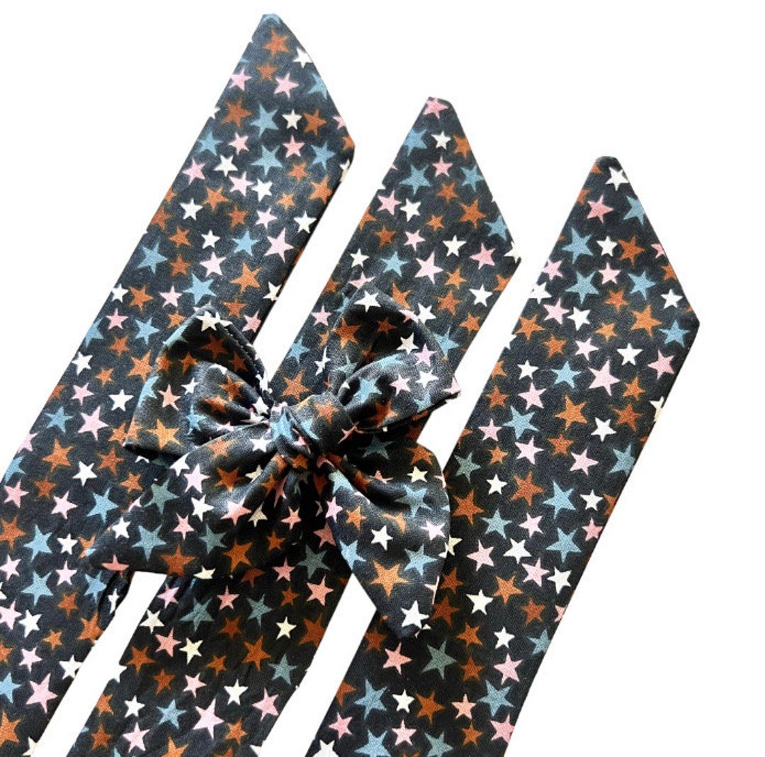 Retro Stars - Set of 3 - Bow Strips - 3-4" Bow - Cotton Fabric - DIY ...