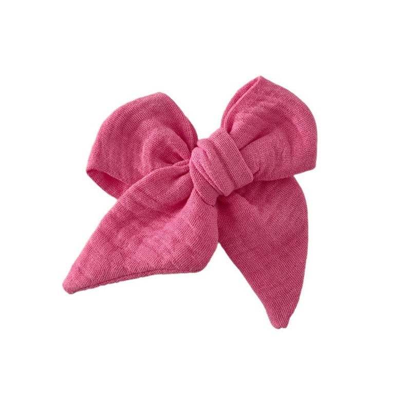 Candy Pink - Set of 3 - Bow Strips - 3-4" Bows - Double Gauze - DIY ...