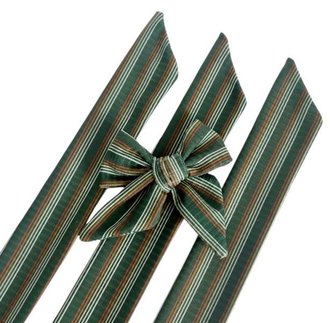 Green Stripes - Set of 3 - Bow Strips - 3-4" Bows - Ribbed Stretch ...