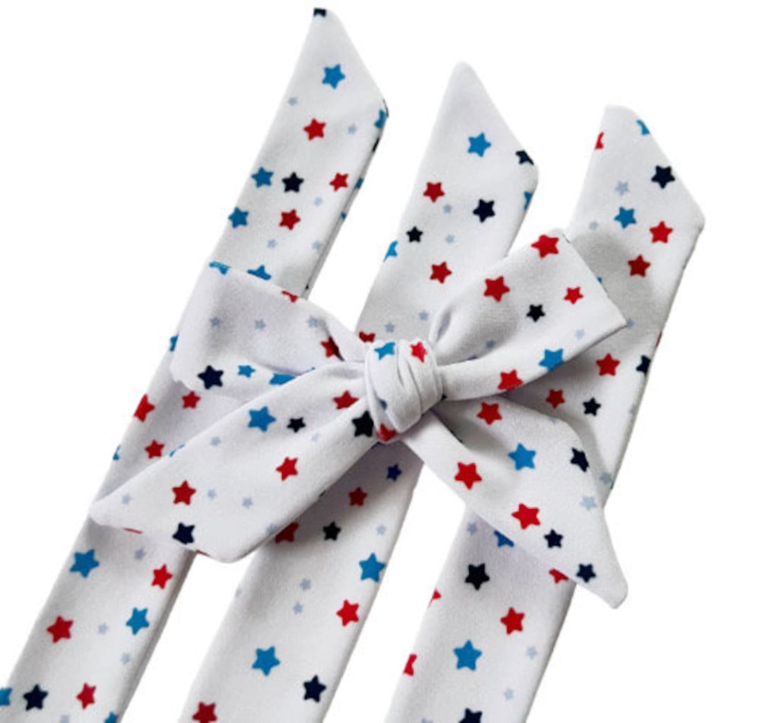Stars on White - Set of 3 - Bow Strips - 4-5” Bows - DIY Bows - Hand ...