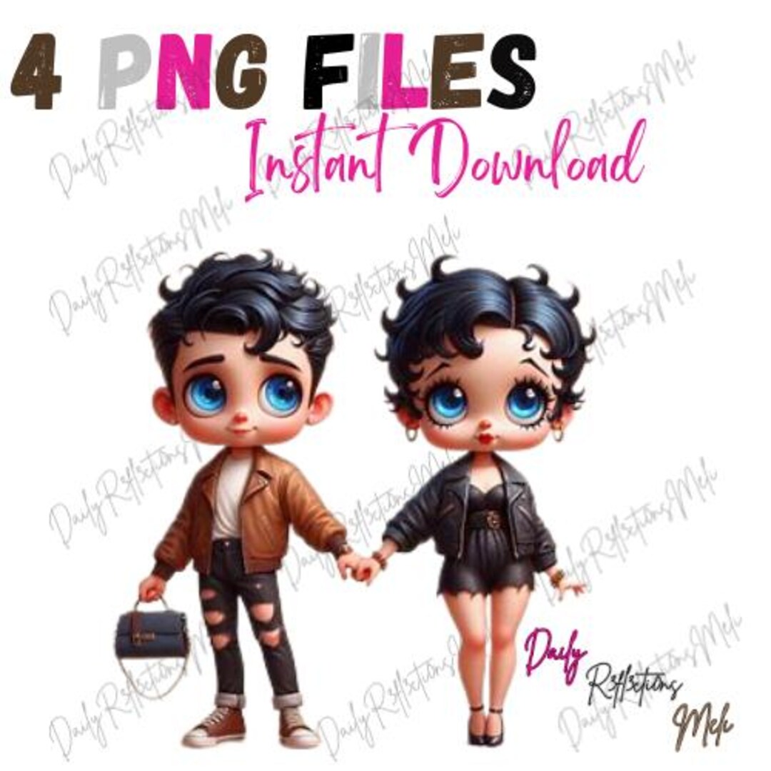 Realistic Cartoon Ken Betty Boop PNG – Stylish Couple Holding Hands ...