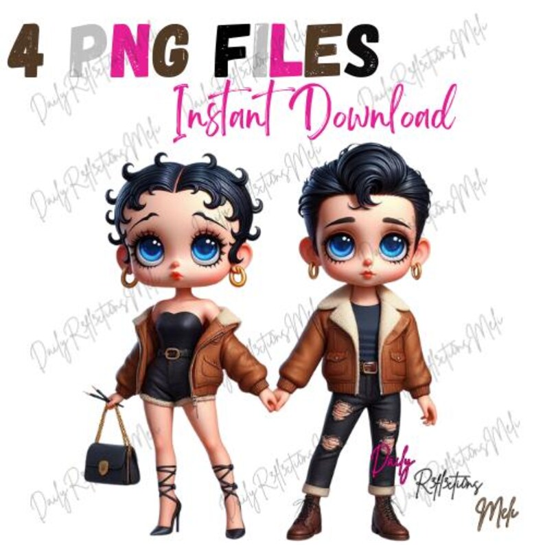 Realistic Cartoon Ken Betty Boop PNG – Stylish Couple Holding Hands ...