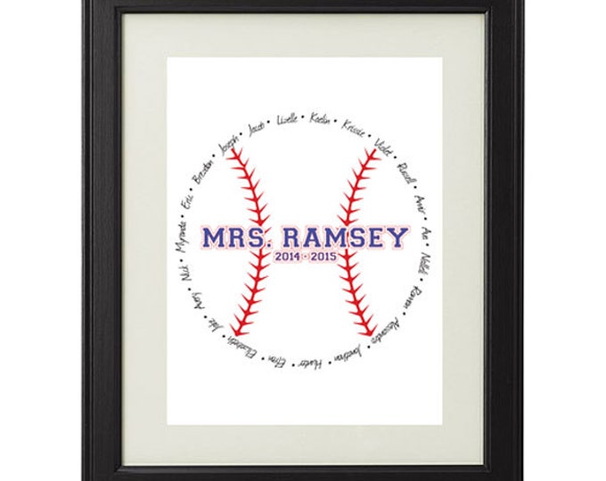Custom Baseball Printable Art for Teachers or Coaches With Students ...